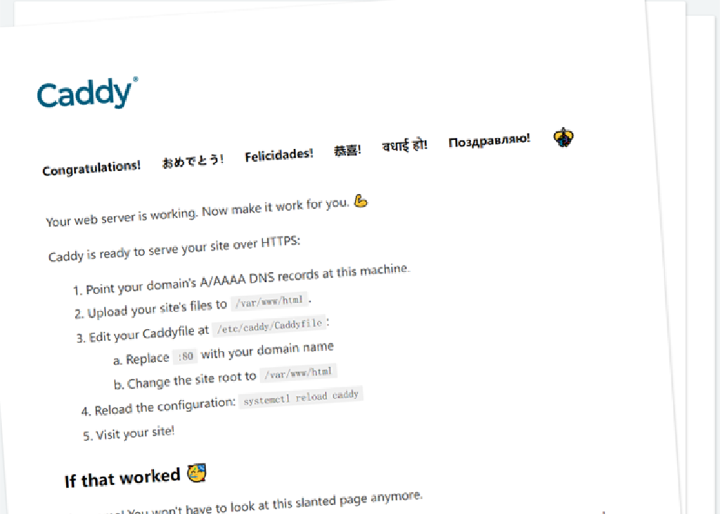 用 Caddy2 搭建静态页面站点